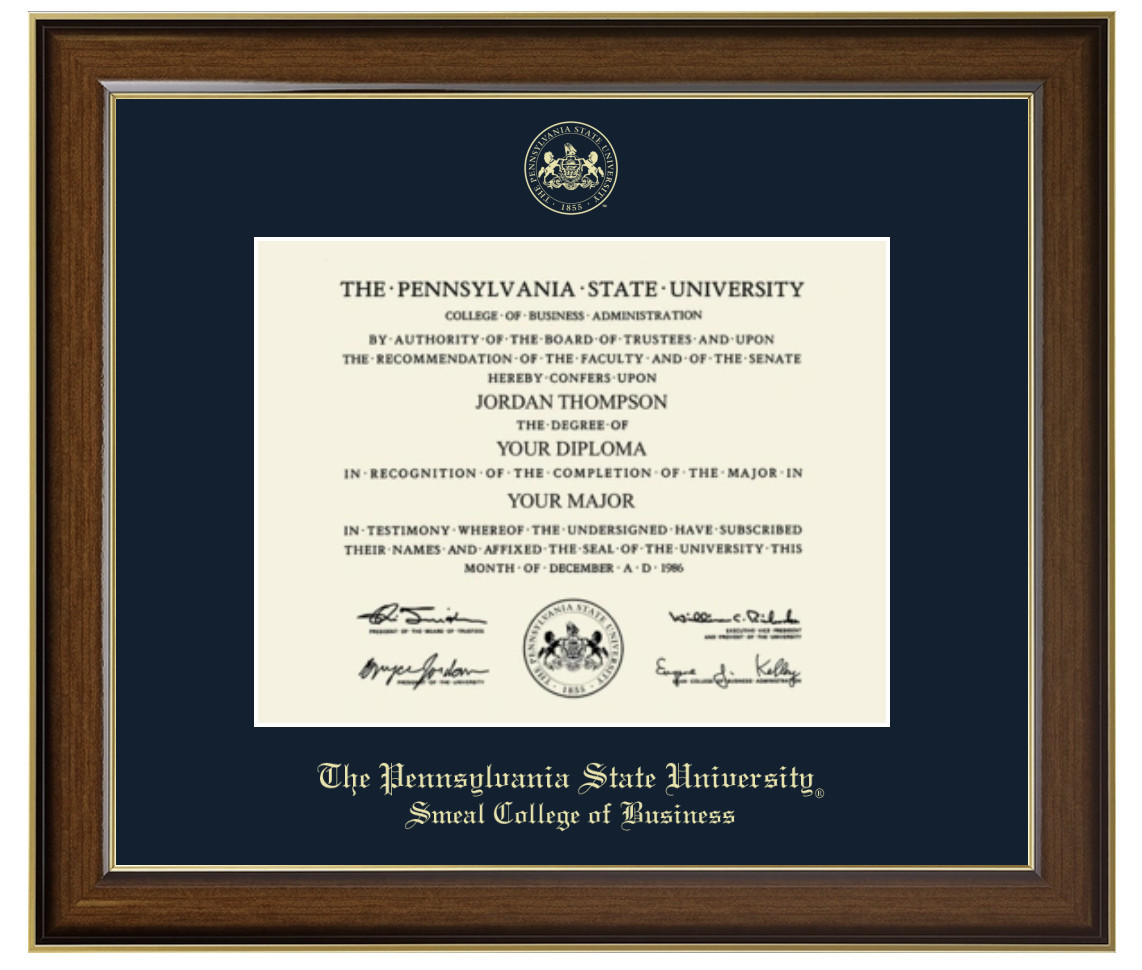 Penn State University Smeal College of Business Gold Embossed Diploma ...